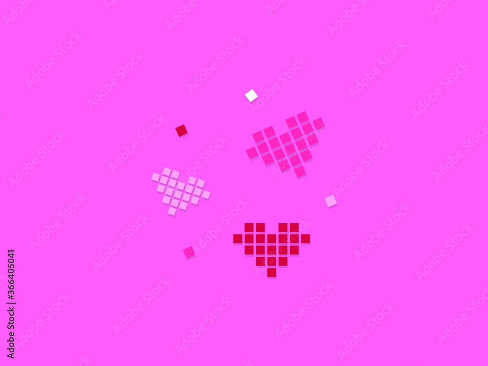 Pixel heart isolated on pink background. Vector illustration. Pixel art ...
