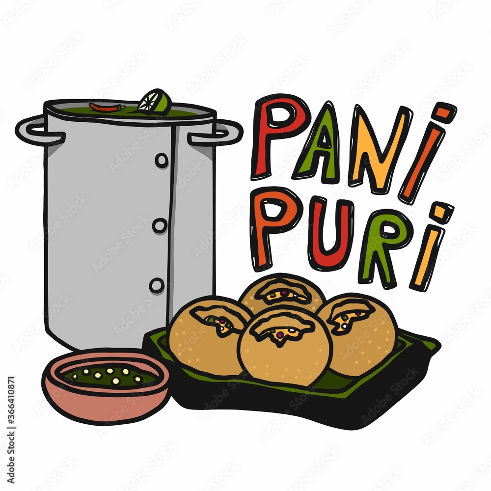 Pani Puri (indian food) cartoon vector illustration Stock Vector ...