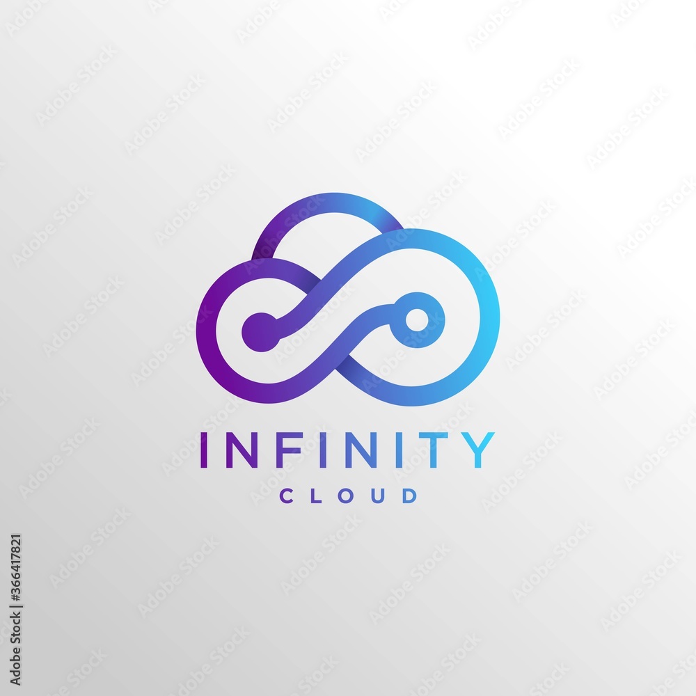 Cloud infinity logo design template, modern, computer, cloud, infinity ...