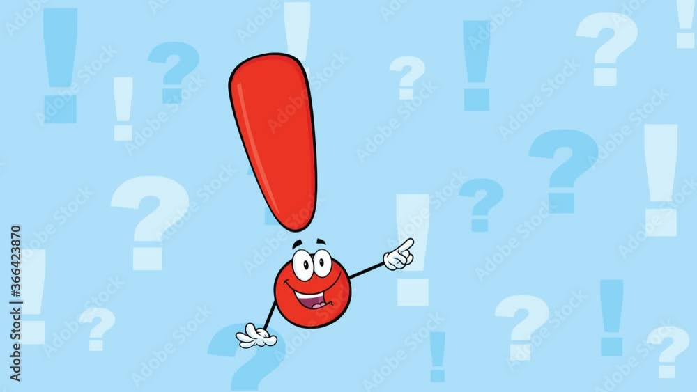 Exclamation Mark Cartoon Character Pointing With Finger. 4K Animation ...
