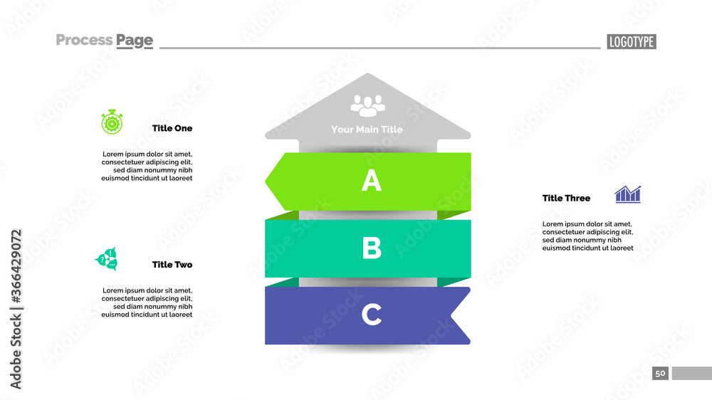 Three steps arrow graph slide template. Business data. Chart, diagram ...