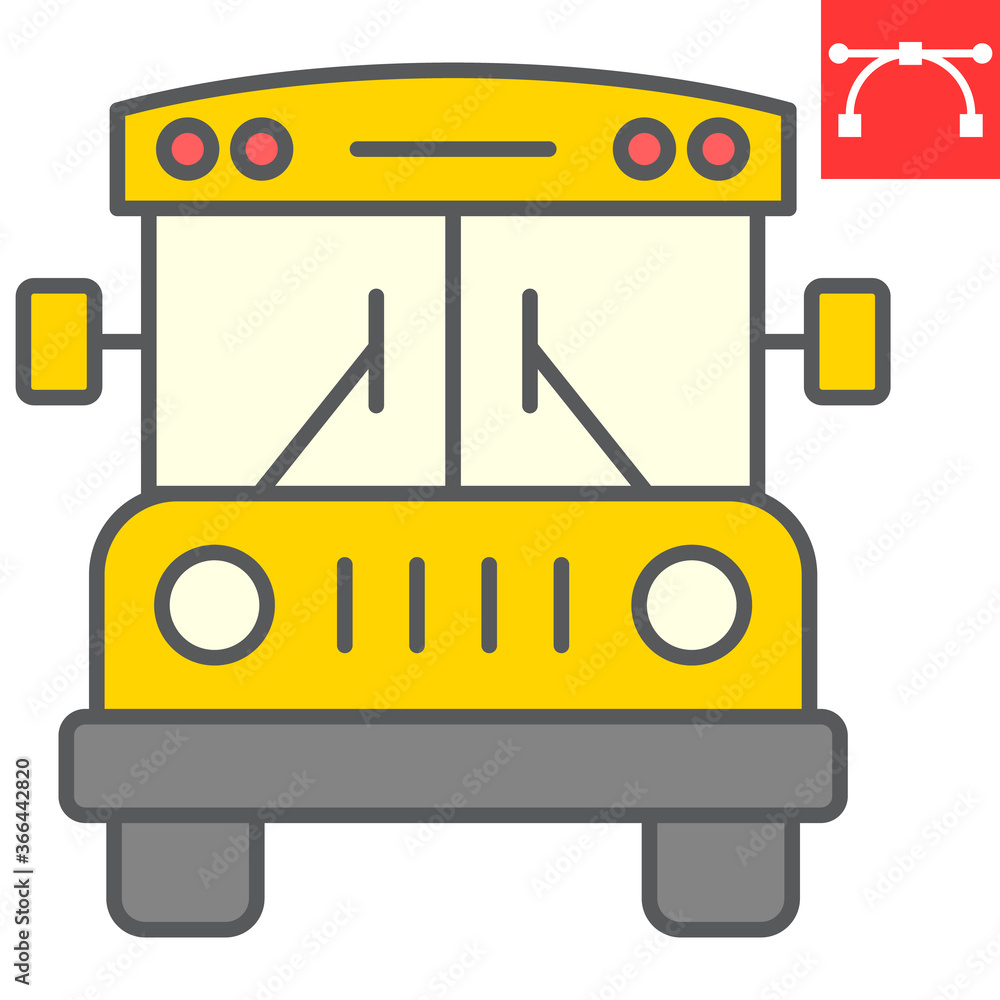 School bus color line icon, school and education, bus sign vector ...