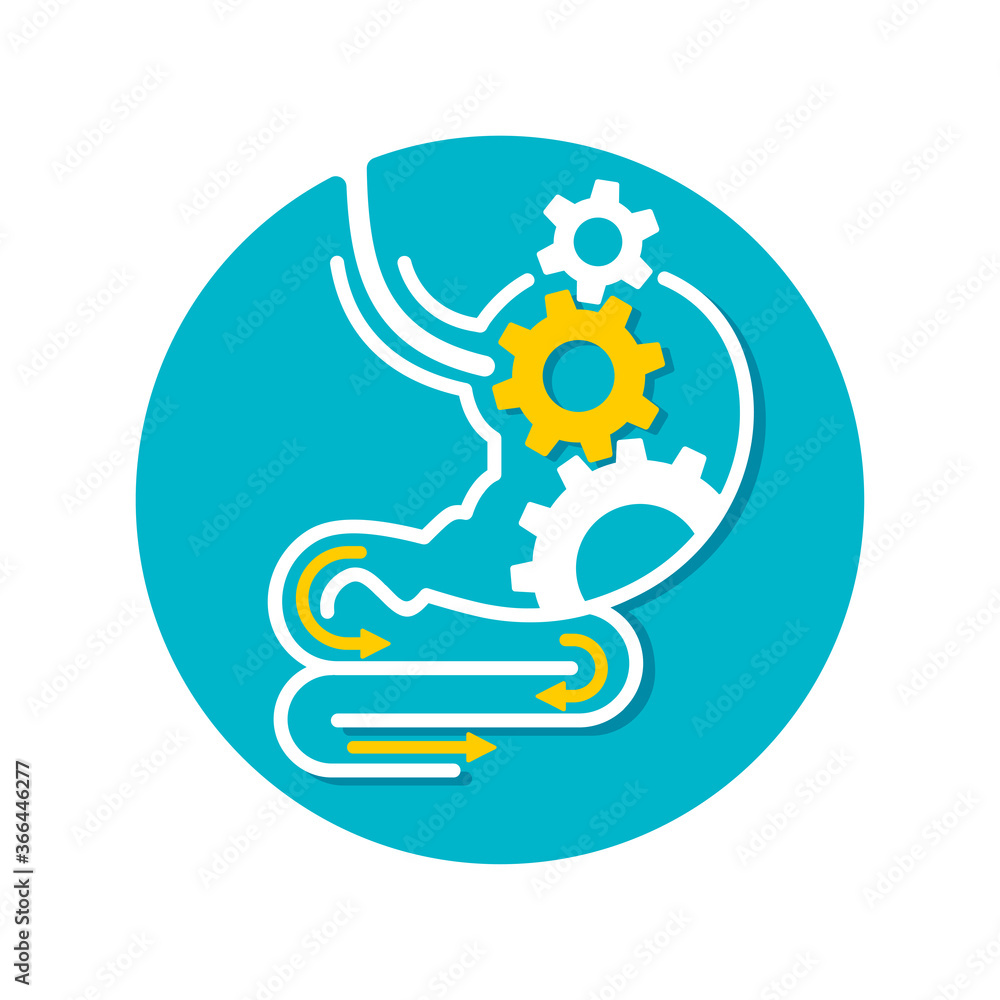 Digestive system (or laxative) icon - human stomach associated with ...