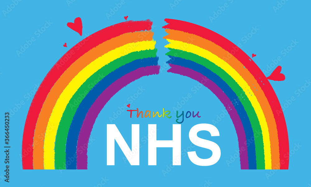 Thank you NHS rainbow blue background Stock Vector | Adobe Stock