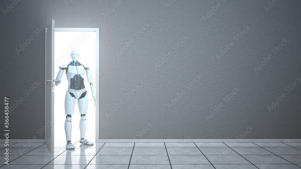 Humanoid Robot Door Stock Illustration | Adobe Stock