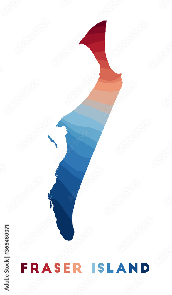 Fraser Island map. Map of the island with beautiful geometric waves in ...