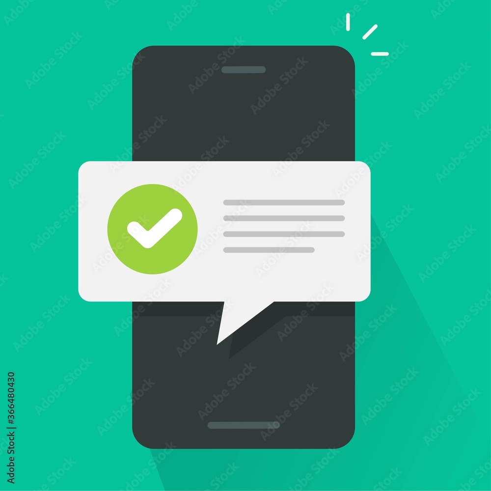 Push notice notification message on mobile phone, smartphone cellphone ...