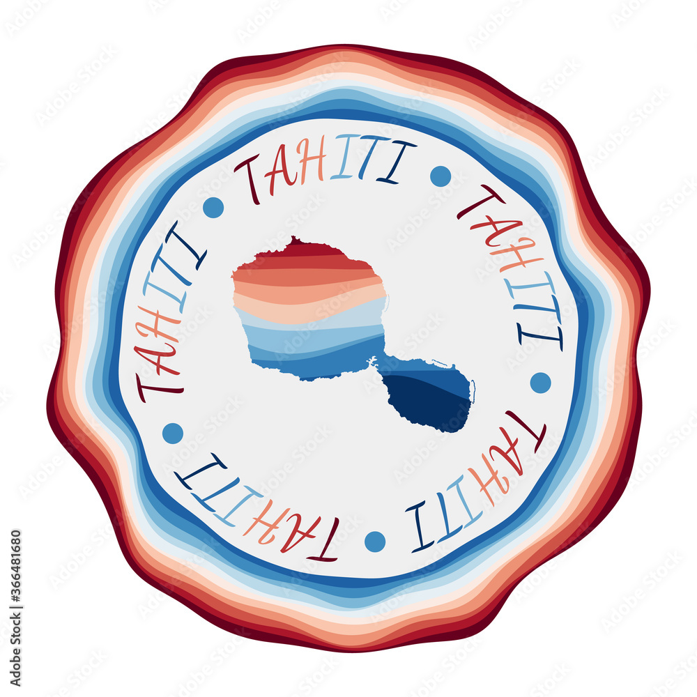 Vecteur Stock Tahiti badge. Map of the island with beautiful geometric ...