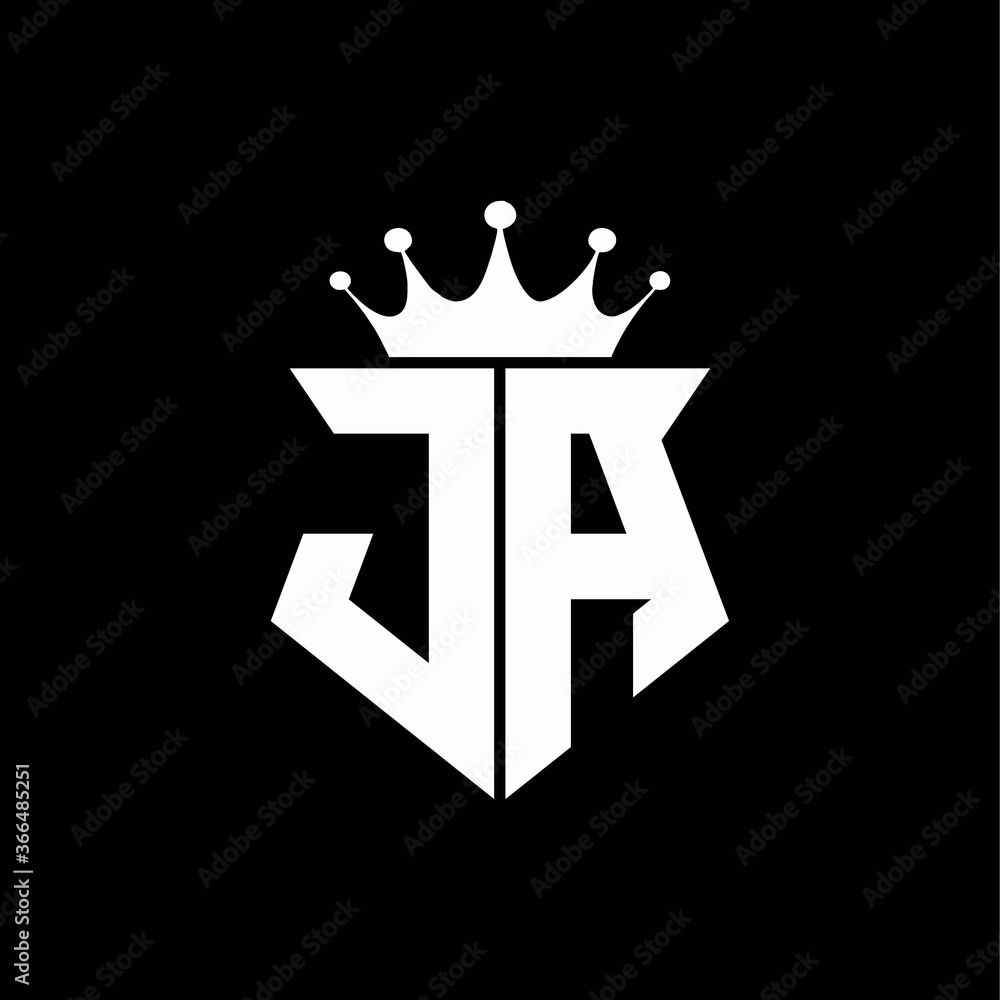 ja logo monogram shield shape with crown design template Stock Vector ...