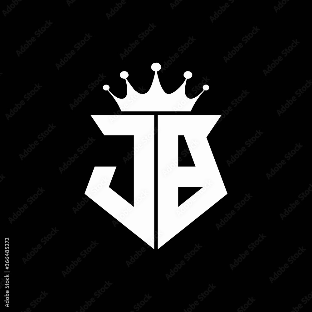 Vetor do Stock: jb logo monogram shield shape with crown design ...