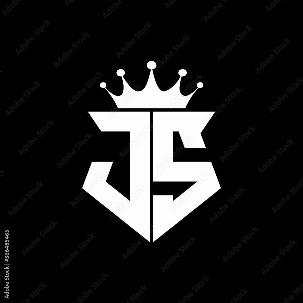 js logo monogram shield shape with crown design template vector de ...