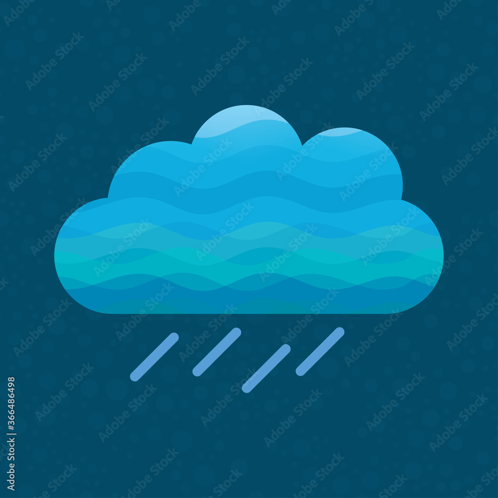 Modern weather icon design with curves and gradients. Blue cloud with ...
