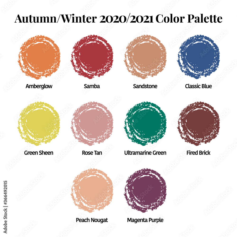 Vettoriale Stock Autumn/Winter 2020/2021 Color Palette. Color swatch ...
