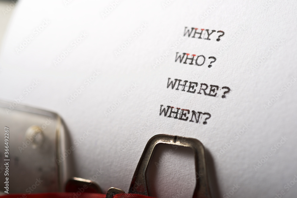 Why, who, where and when questions Stock Photo | Adobe Stock