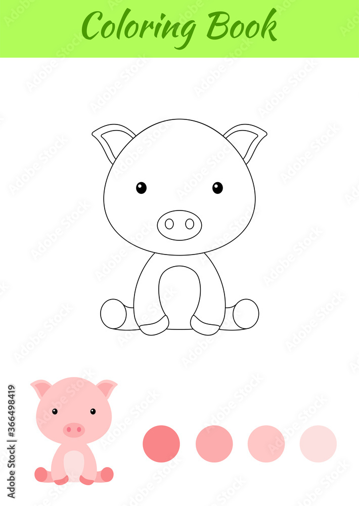 Coloring page little sitting baby pig. Coloring book for kids ...