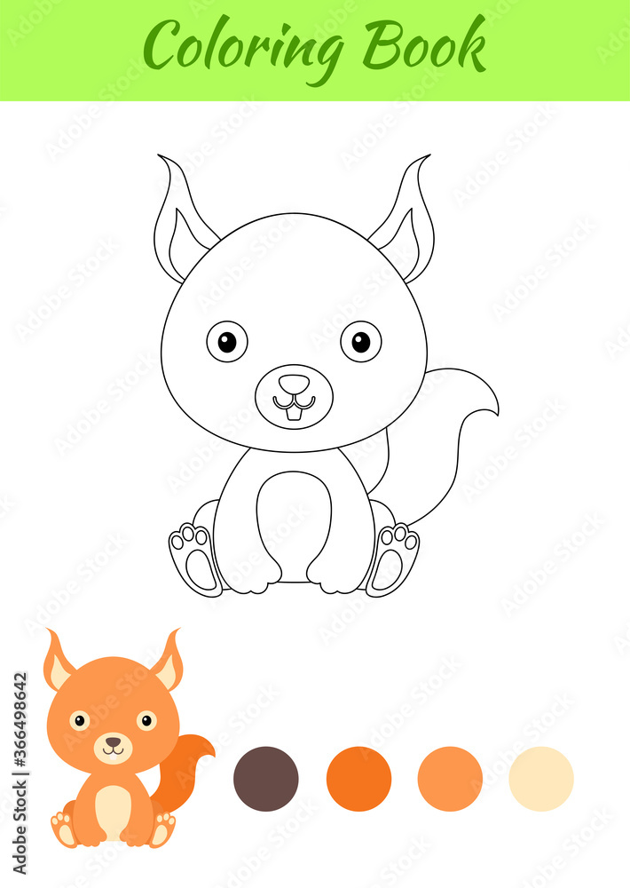Coloring page little sitting baby squirrel. Coloring book for kids ...