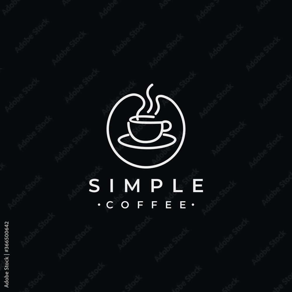 Simple coffee circle line logo design Stock Vector | Adobe Stock