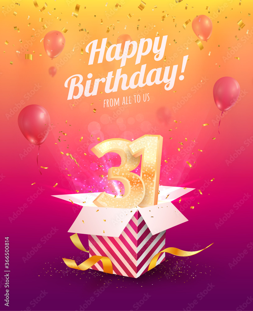 Celebrating 31 st years birthday vector illustration. Thirty first ...