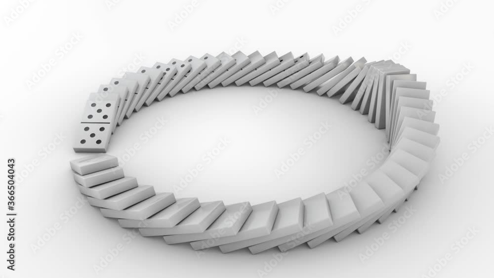 Stockvideon 3D animation of Domino checkers that stand around and start ...