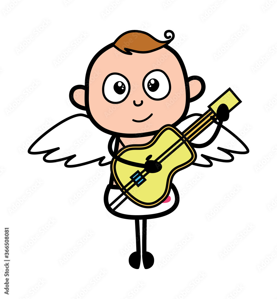 Cartoon Angel Playing Guitar Stock Vector | Adobe Stock