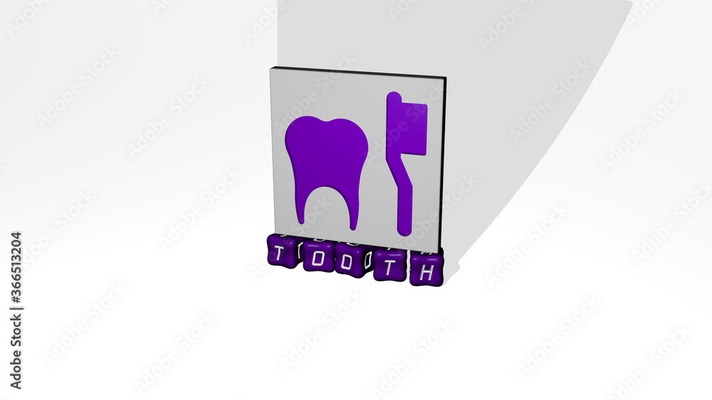3D graphical image of TOOTH vertically along with text built by ...