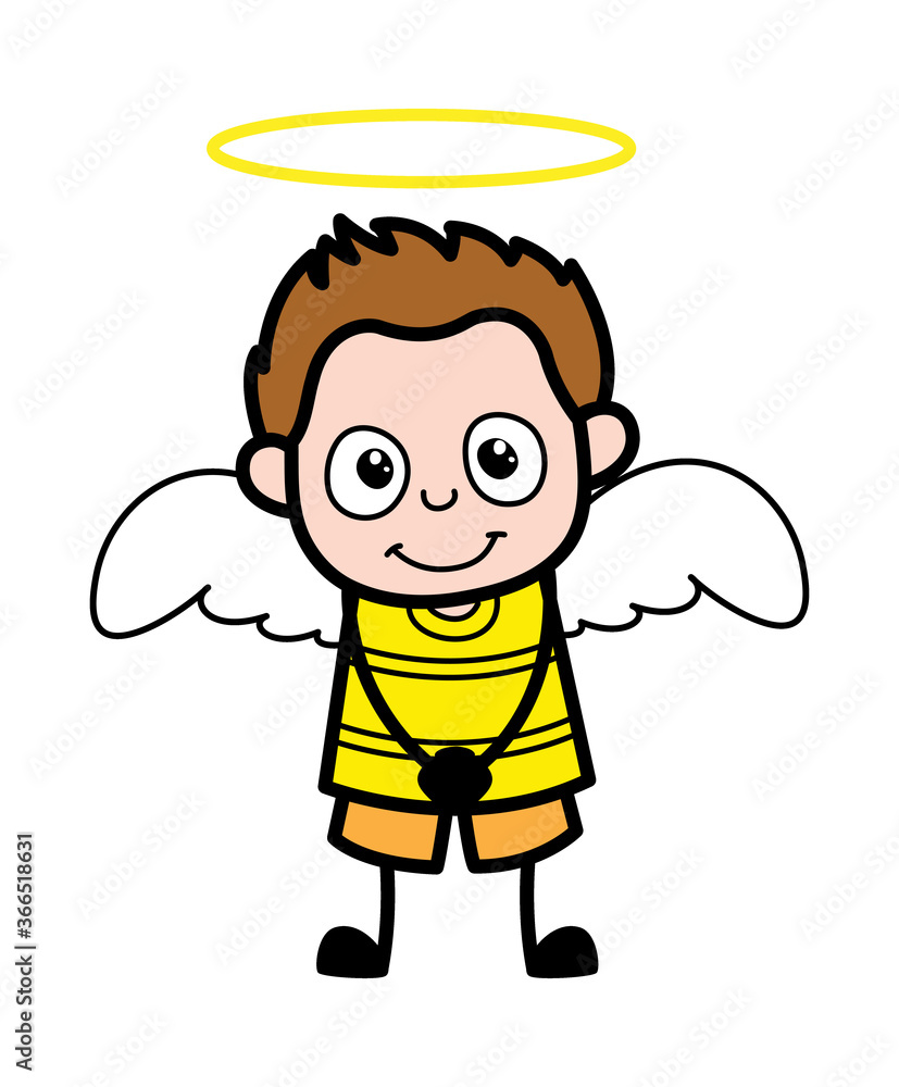 Cartoon Young Boy in Angel Costume Stock Vector | Adobe Stock