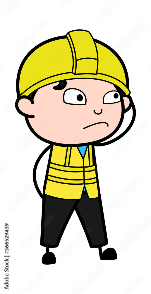 Cartoon Engineer thinking in Confusion Stock Vector | Adobe Stock