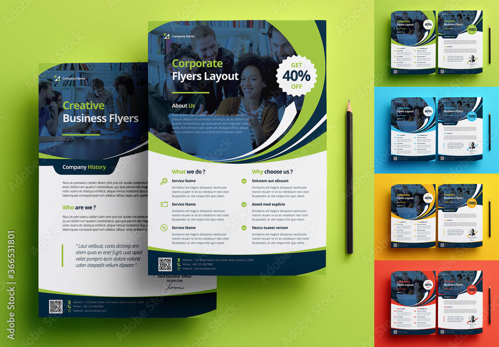 Business Flyer Layout with Colorful Elements Stock Template | Adobe Stock