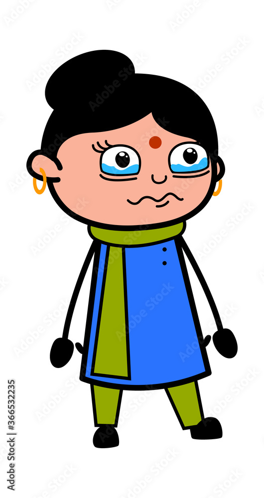 Cartoon Indian Lady Crying Stock Vector | Adobe Stock