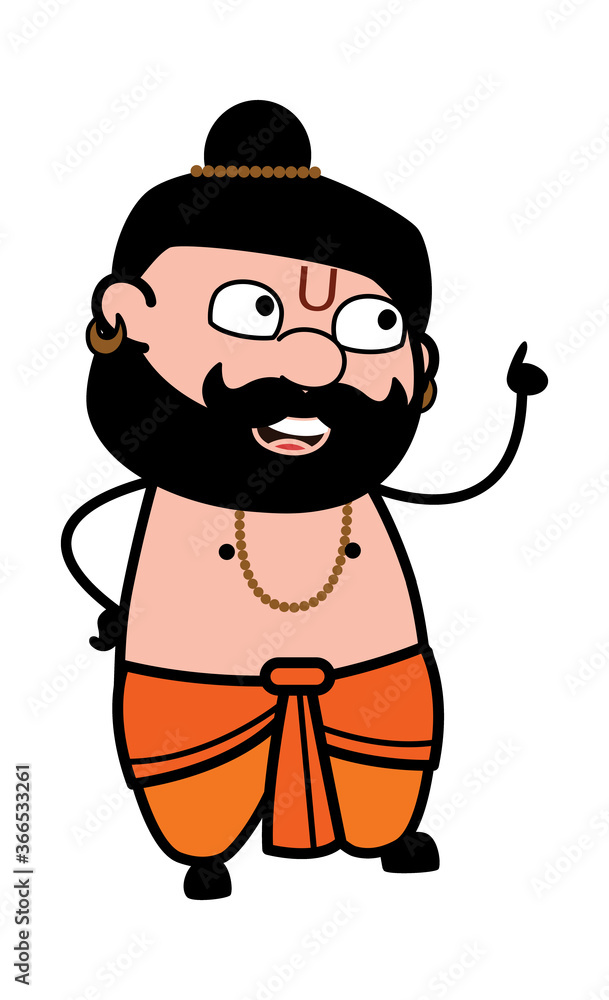 Cartoon Pandit Talking Happy Stock Vector | Adobe Stock