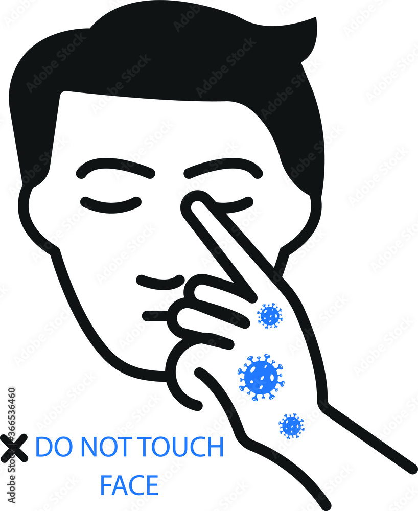 do not touch face icon. corona virus prevention icon.avoid touch face ...