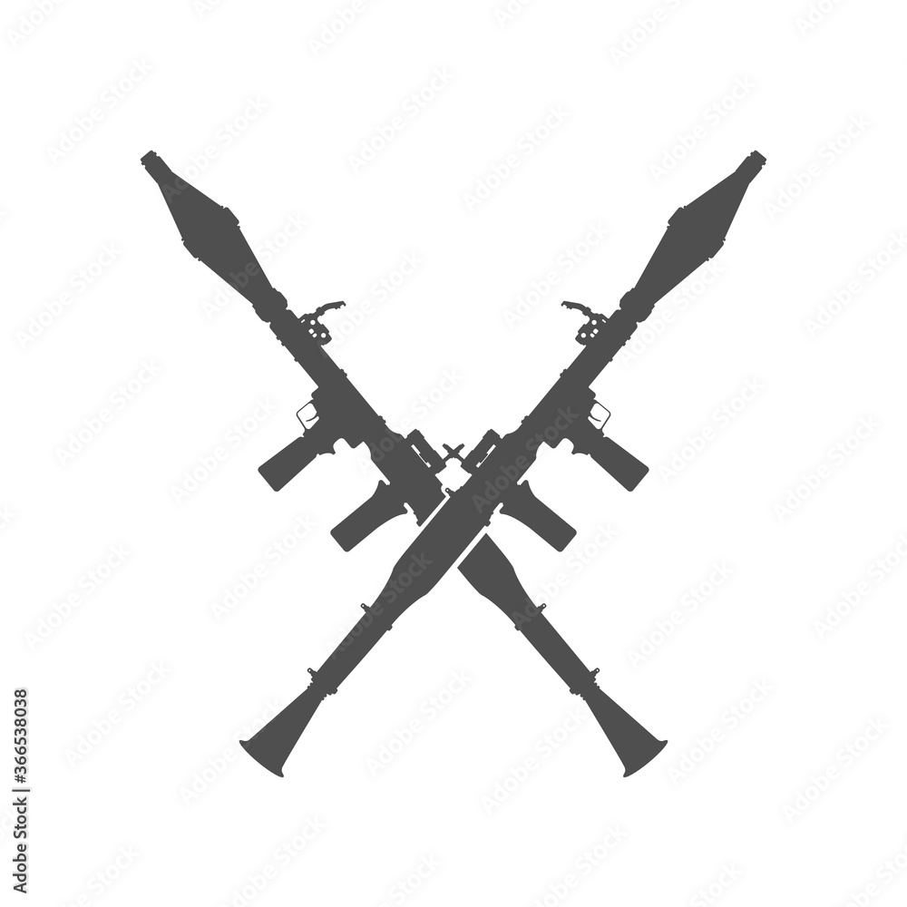 Crossed RPG Rocket Launcher Vector Illustration Silhouette Icon Stock ...