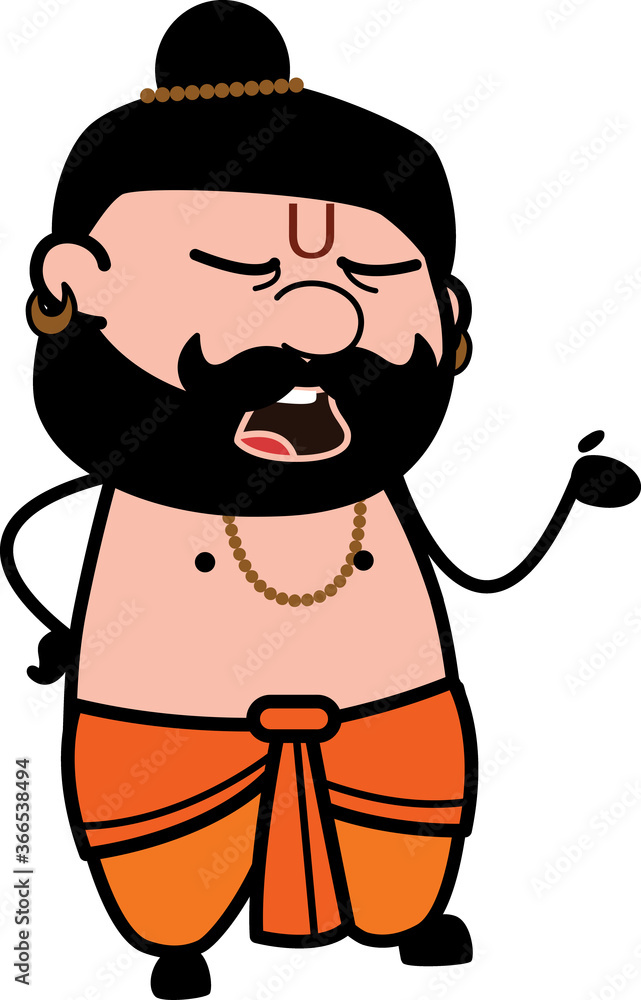 Pandit Talking Unamused Face Cartoon Stock Vector | Adobe Stock