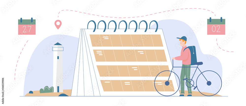Plan vacation time, travel destination vector illustration. Cartoon ...