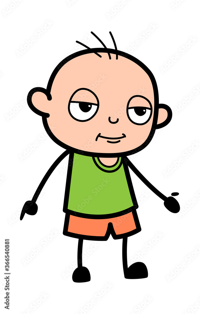 Bald Boy Expressionless Face Cartoon Stock Vector | Adobe Stock