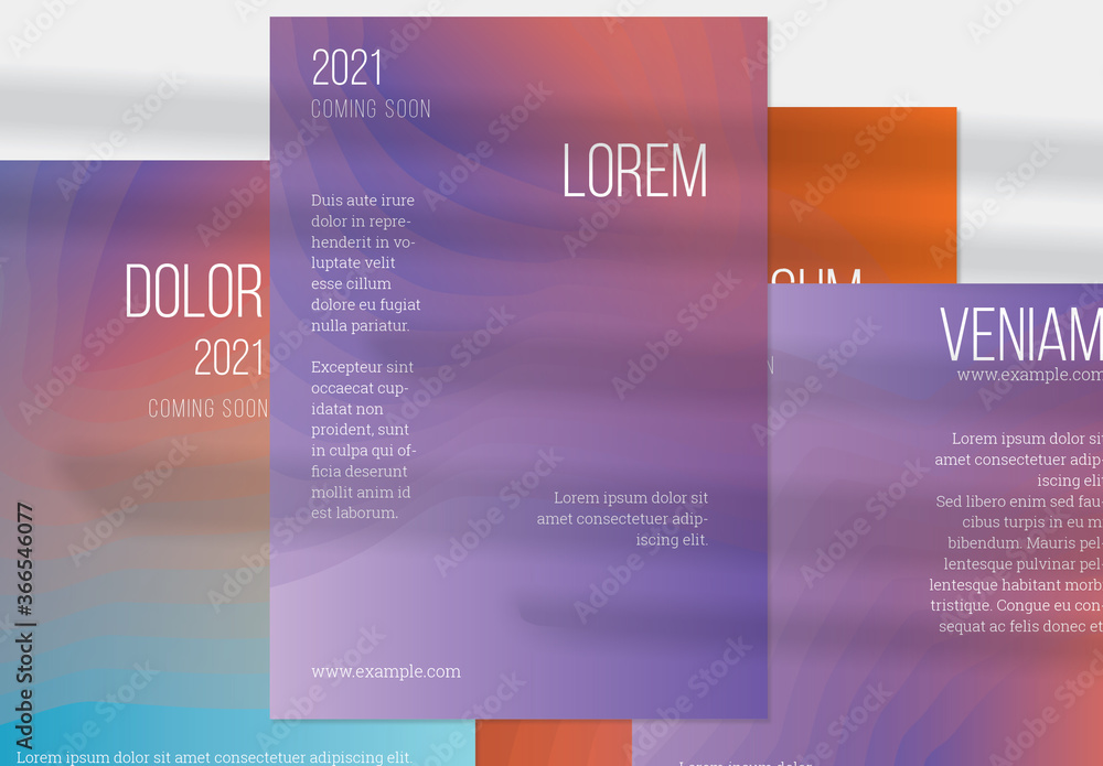 Flyer Layout with Gradient Blend Wavy Shape Stock Template | Adobe Stock