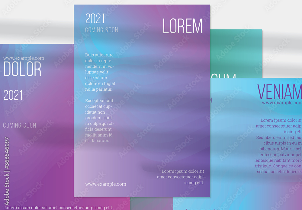 Flyer Layout with Gradient Blend Wavy Shape Stock Template | Adobe Stock