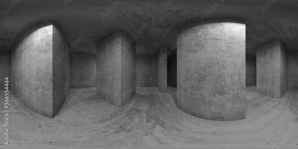 360 panorama, exhibition room with walls and girders, 3d Stock ...