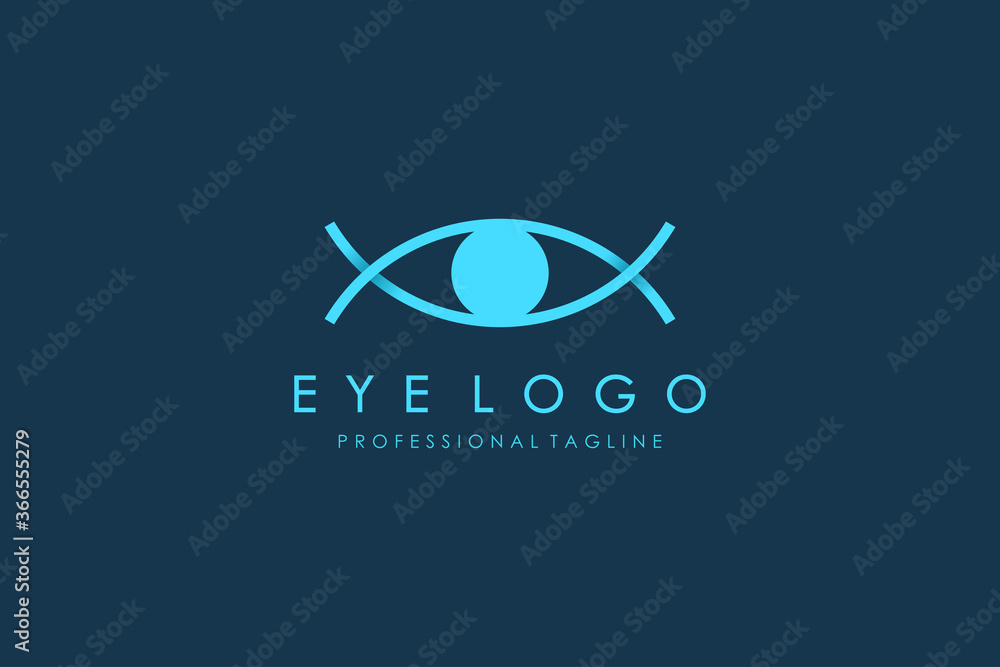 Abstract Fish Eye Logo. Blue Line Infinity Double Fish Symbol with ...