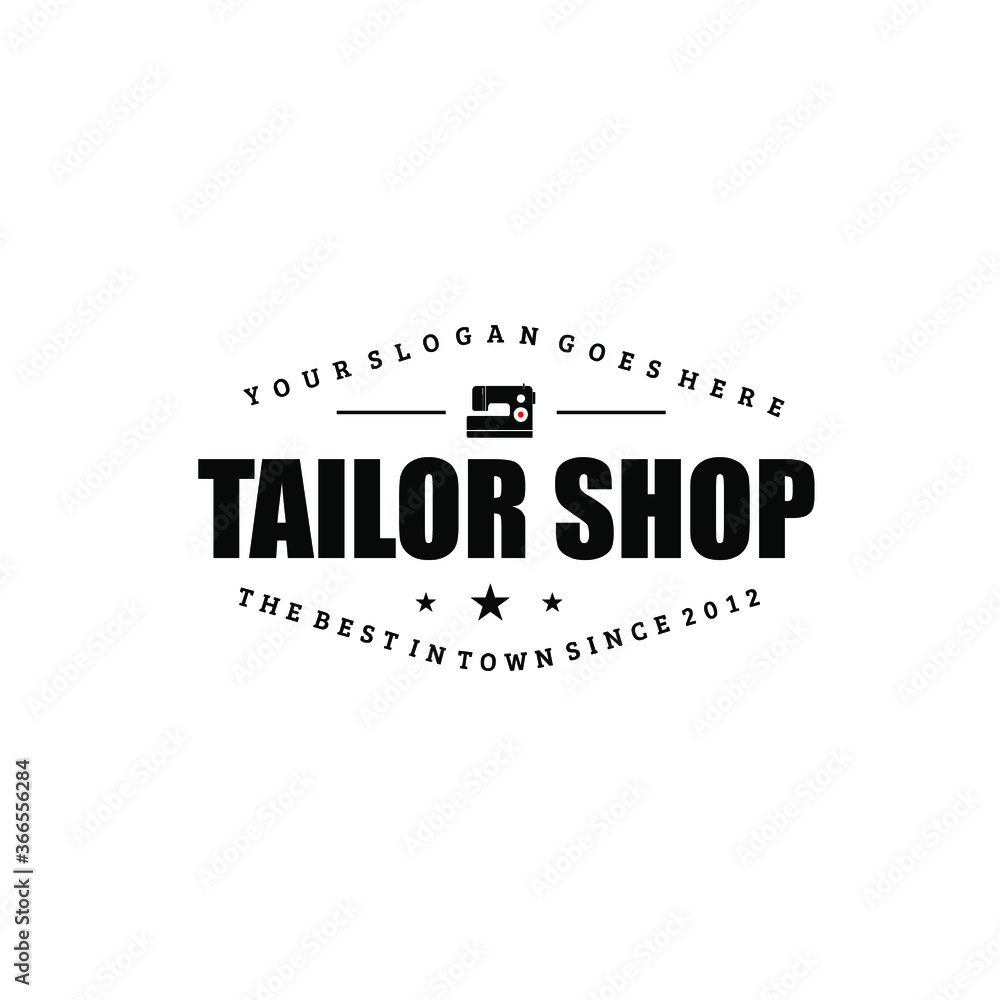 Tailor shop logo vector illustration with modern sewing machine ...