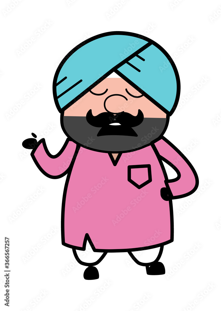 Cartoon Cute Sardar Pensive Stock Vector | Adobe Stock