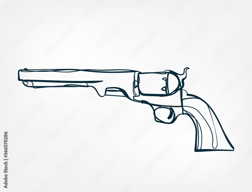 gun line one art isolated vector illustration Stock Vector | Adobe Stock