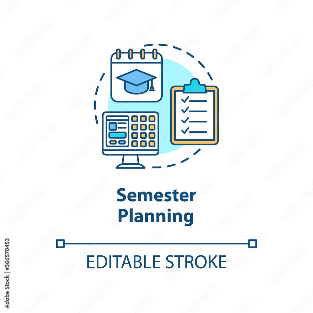 Semester planning concept icon. Academic calendar. Students time ...