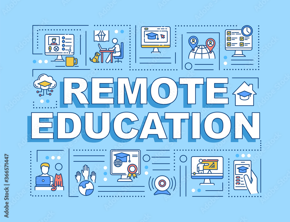 Remote education word concepts banner. Distance learning. Web ...
