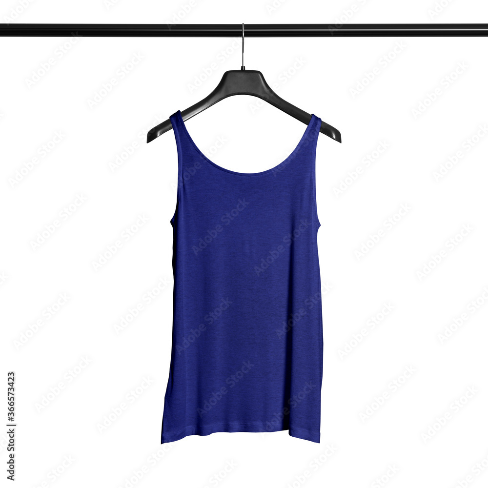 This Back View Female Tank Top Mock Up In Royal Blue Color With Hanger ...