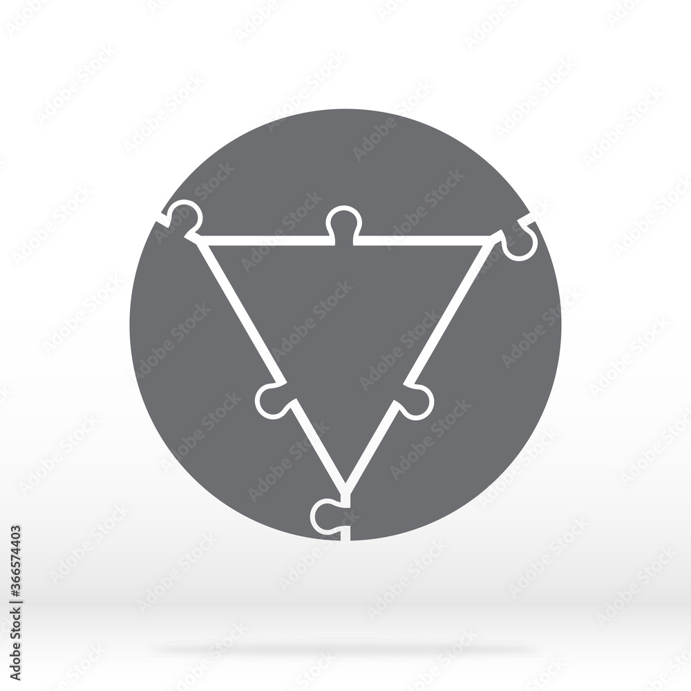Simple icon puzzle in gray. Simple icon puzzle of the three elements ...