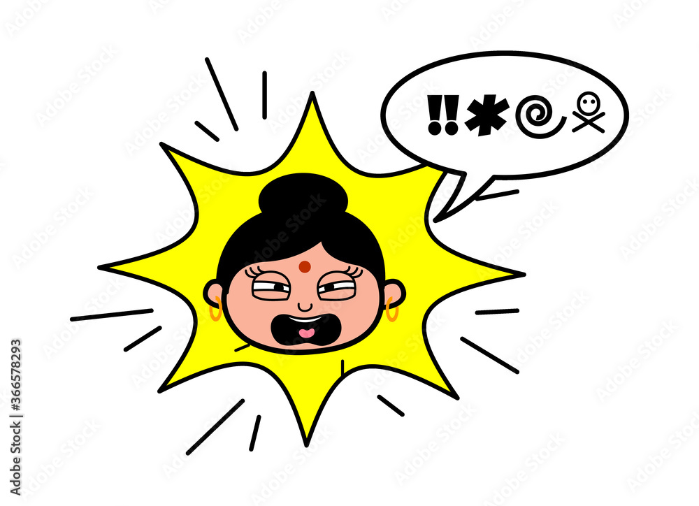 Cartoon Indian Lady Shouting and abusing Stock Vector | Adobe Stock