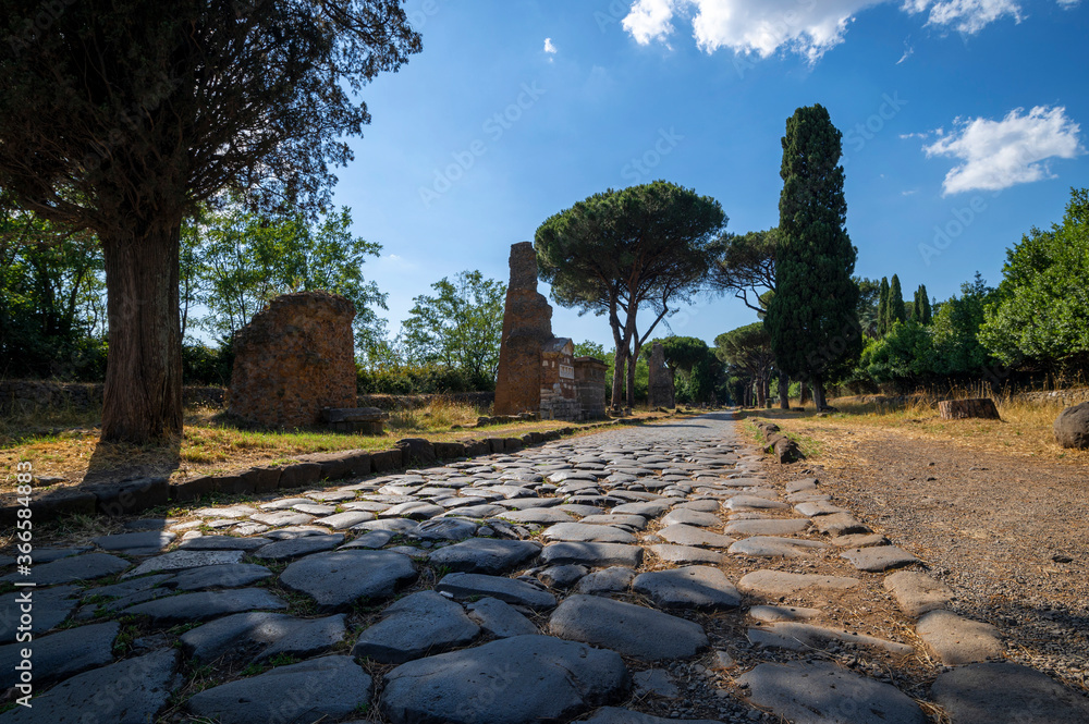 View of the paving of the Appia Antica one of the most important ...
