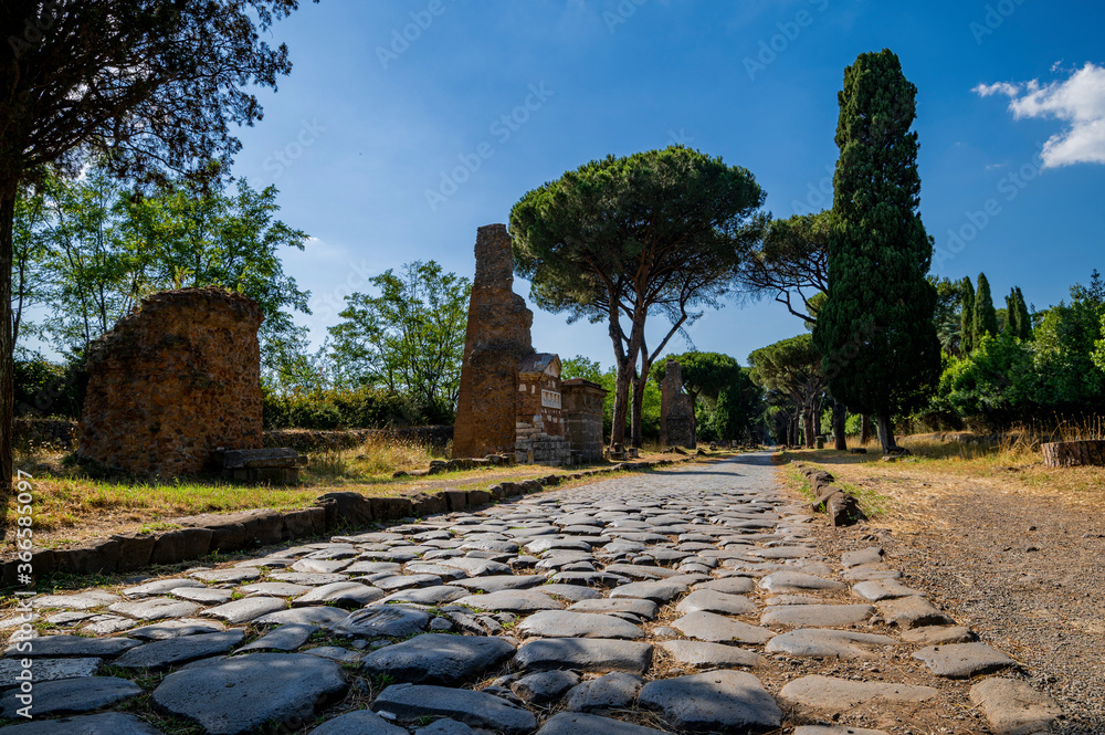 View of the paving of the Appia Antica one of the most important ...