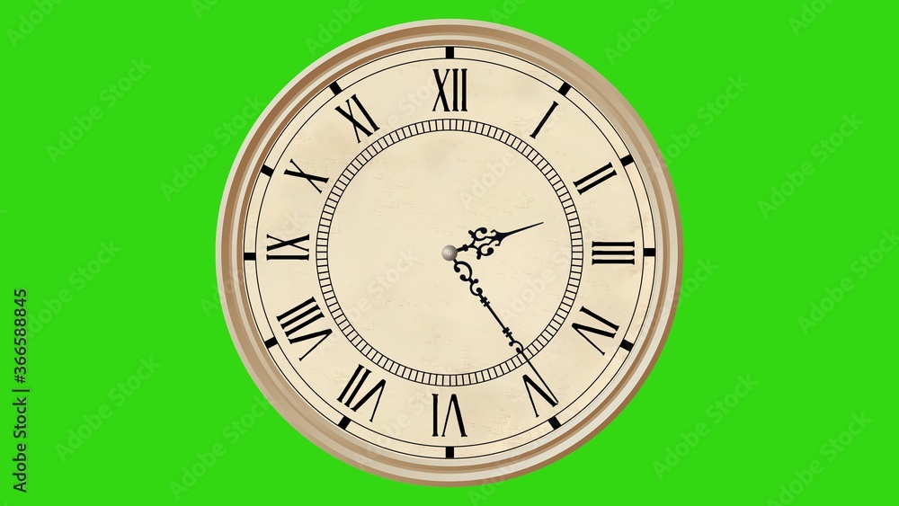 Old vintage clock on green screen background Stock Illustration | Adobe ...